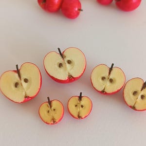 Miniature Half Red Apple/ Charm Clay/ Jewelry Making Bracelet Necklace ...