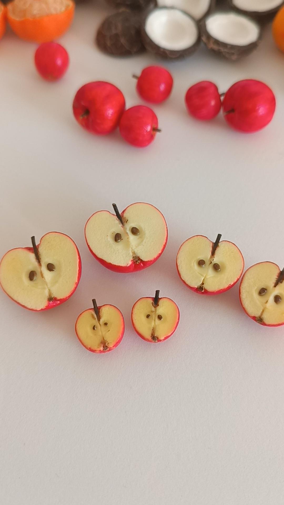Miniature Half Red Apple/ Charm Clay/ Jewelry Making Bracelet Necklace ...