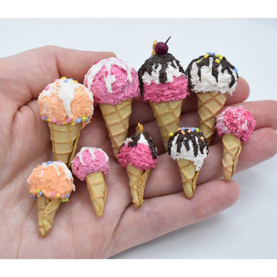 Miniature Ice Cream Cone, Dollhouse Food Accessory - Etsy