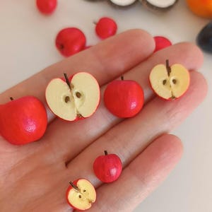 Miniature Half Red Apple/ Charm Clay/ Jewelry Making Bracelet Necklace ...