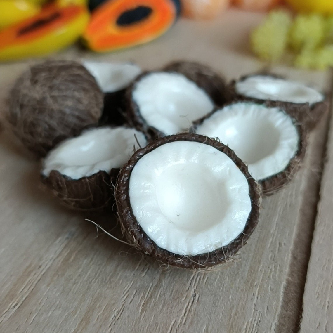Miniature Coconut 1/6 Scale Realistic Fruits, Polymer Clay, Montessori ...