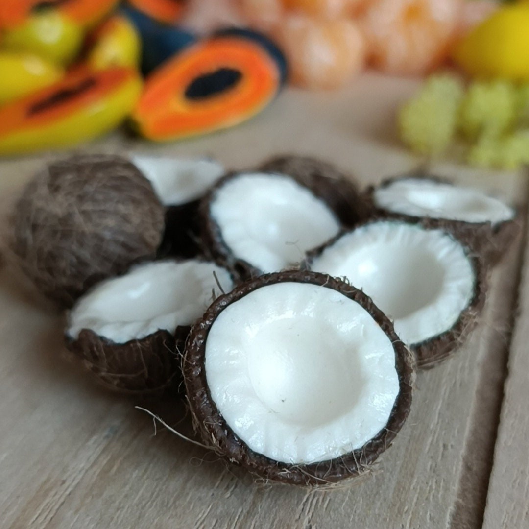Miniature Coconut 1/6 Scale Realistic Fruits, Polymer Clay, Montessori ...
