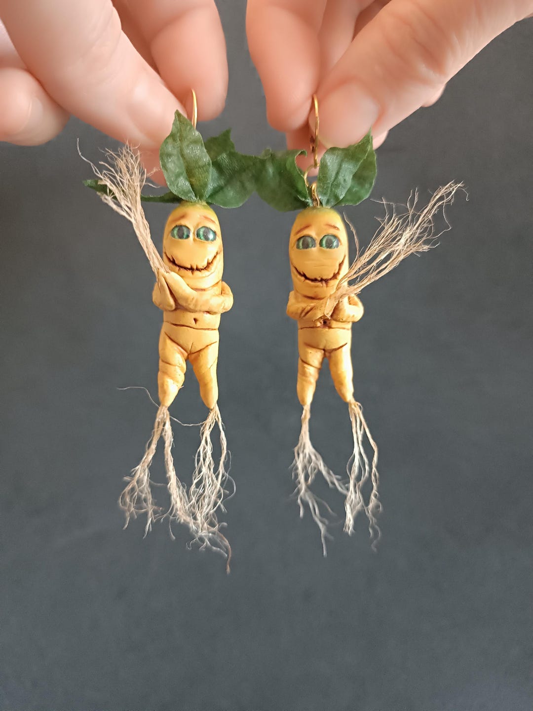 Harry Potter Mandrake Root Earrings/ Handmade Magical Amulet/ Unique ...
