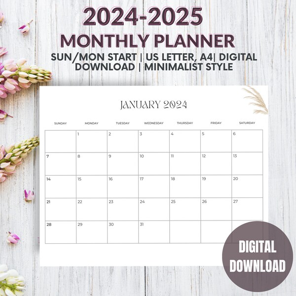 Printable 2024 and 2025 Calendar - Etsy