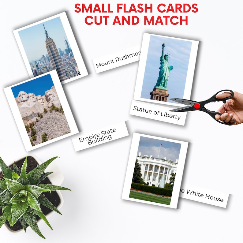 U.S National Symbols and Landmarks 3-part Cards Montessori Flashcards ...