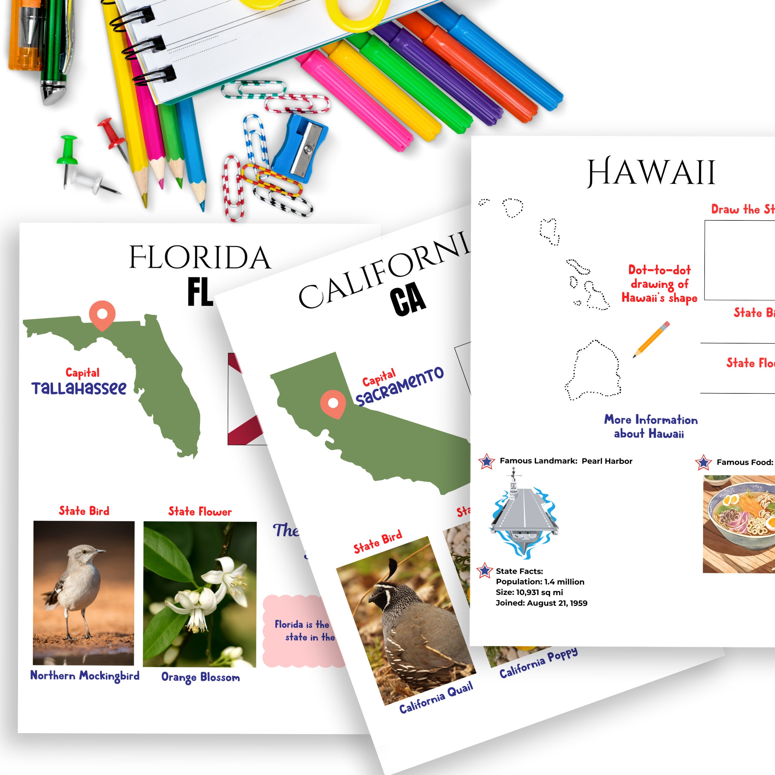 50 States Unit Study Fifty States Learning Guide State Capitals State ...