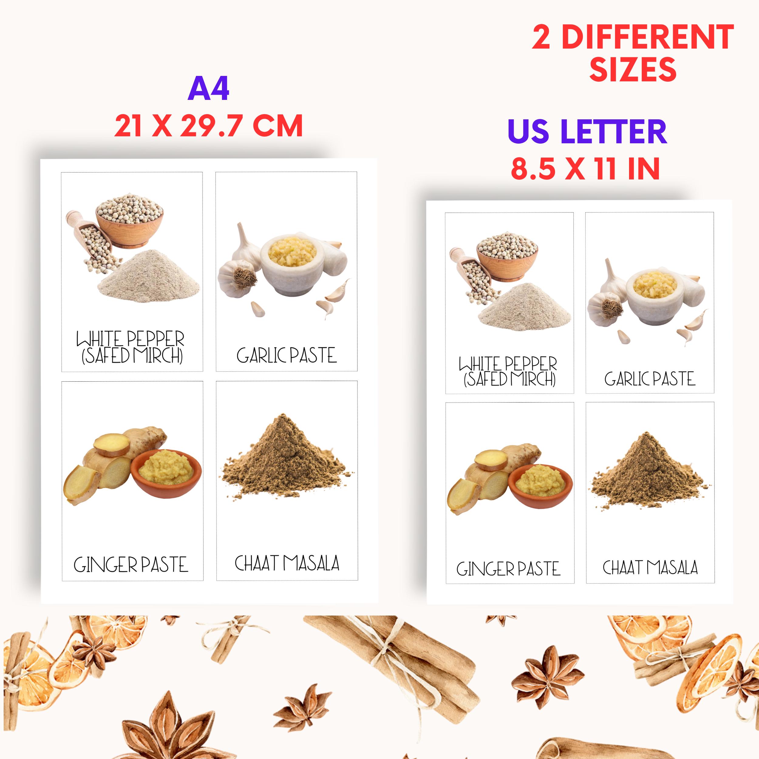 Learn Indian Spices Flashcards 38 Montessori Educational Cards ...
