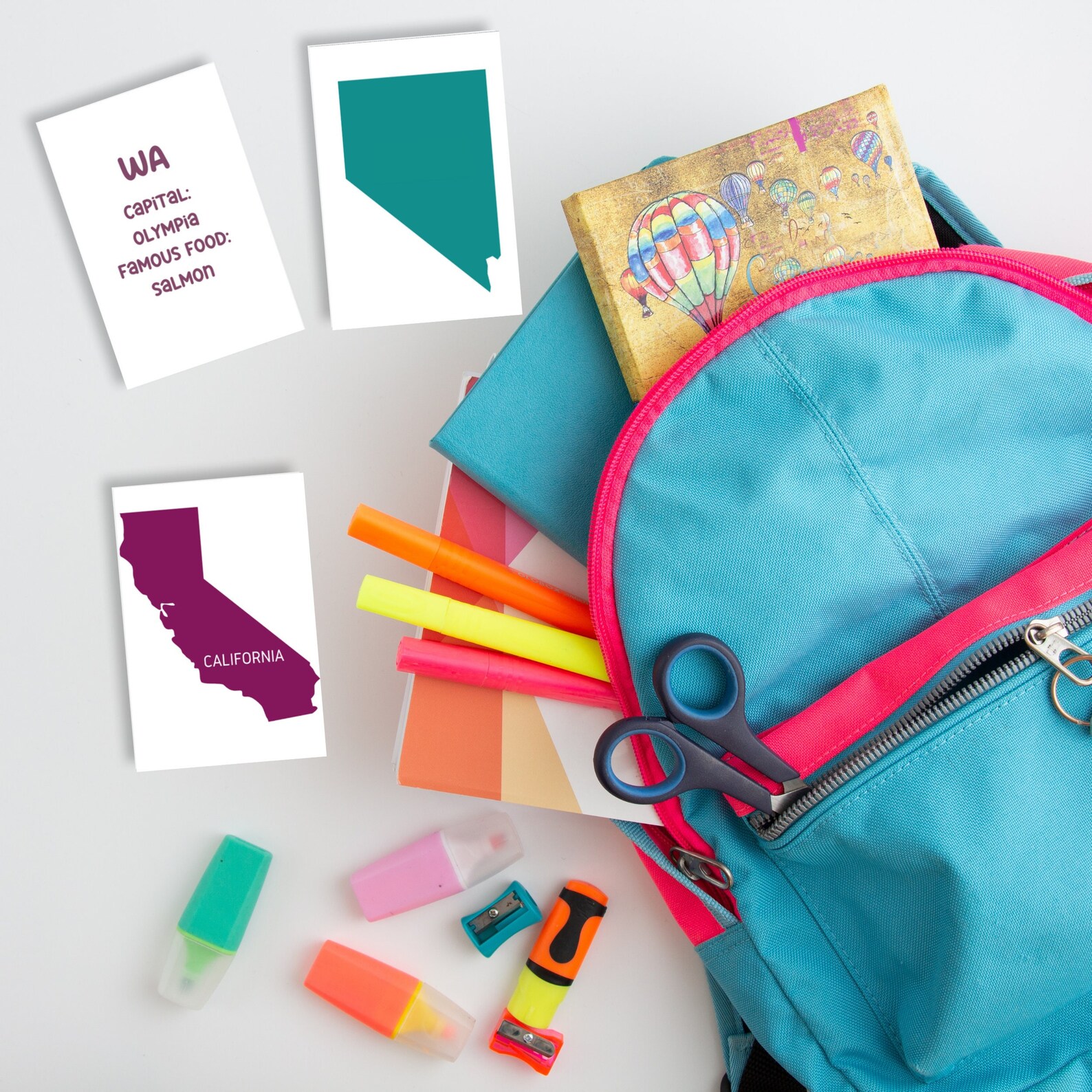 50 States Learning Flashcards for Kids, US Fifty States and Capitals ...