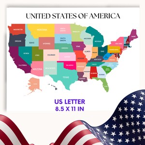 50 States Learning Flashcards for Kids, US Fifty States and Capitals ...
