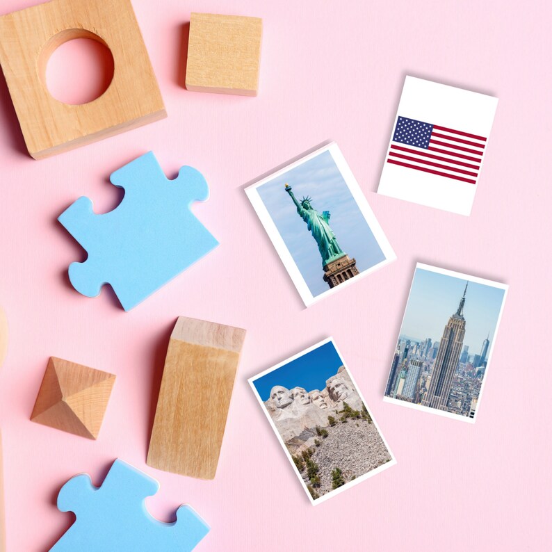 U.S National Symbols and Landmarks 3-part Cards Montessori Flashcards ...