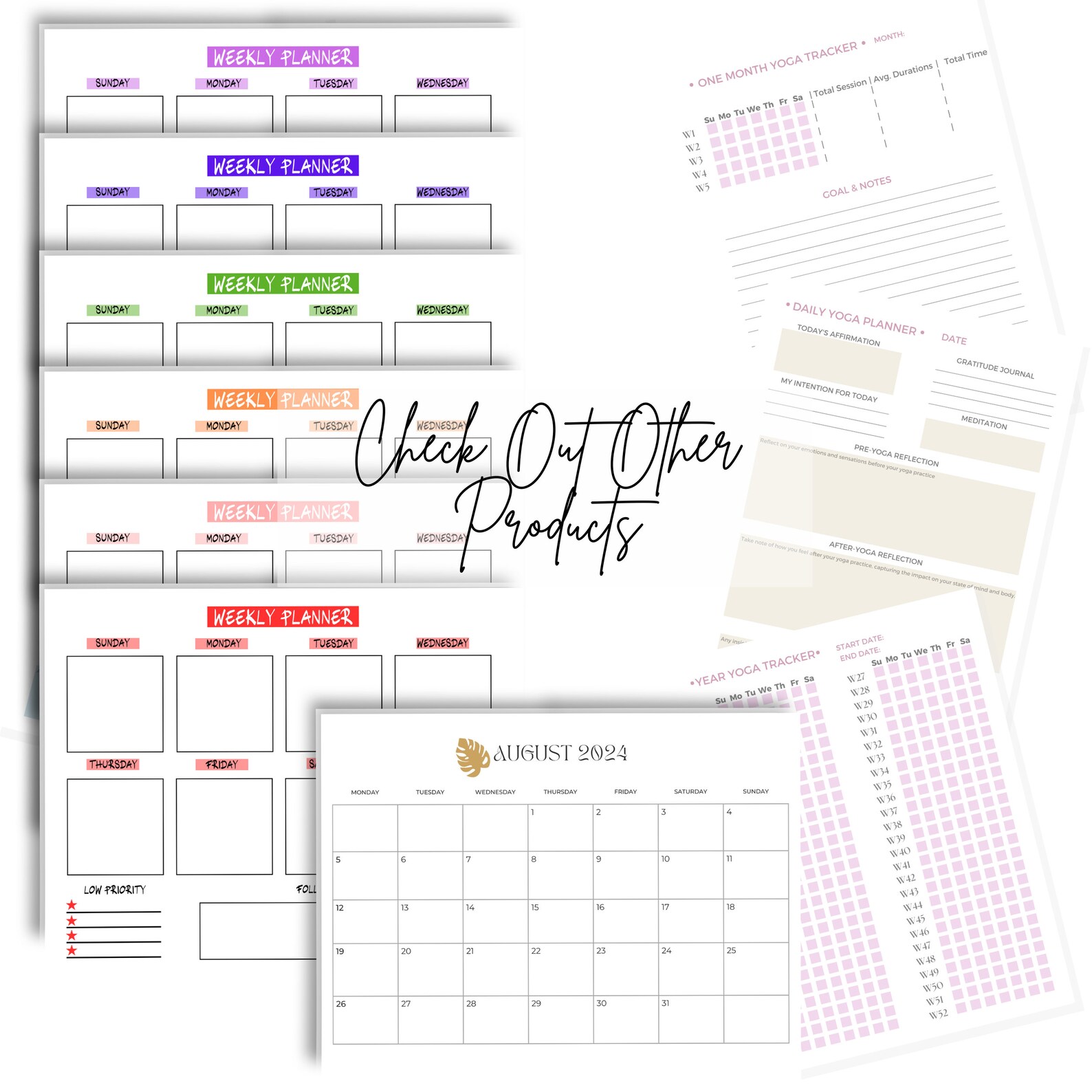 Mega Planner Bundle Daily Planner Weekly Planner Monthly Planner Year at Glance Calendar 2024 ...