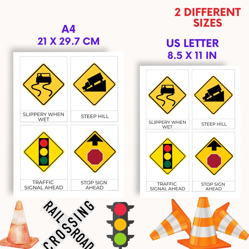 USA Traffic Signs Learning Flashcards Road Test Signs Printable DMV ...