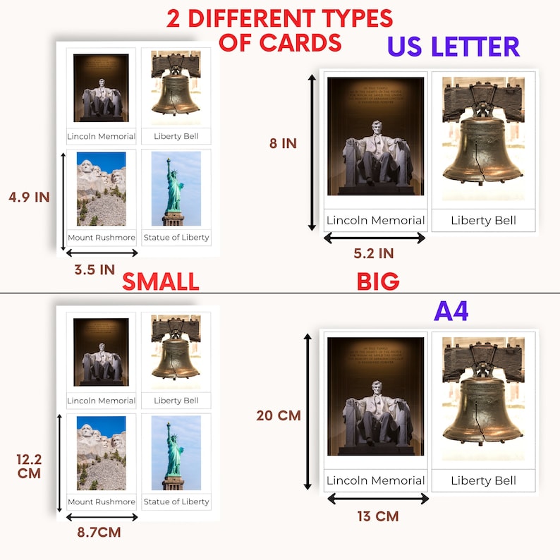 U.S National Symbols and Landmarks 3-part Cards Montessori Flashcards ...