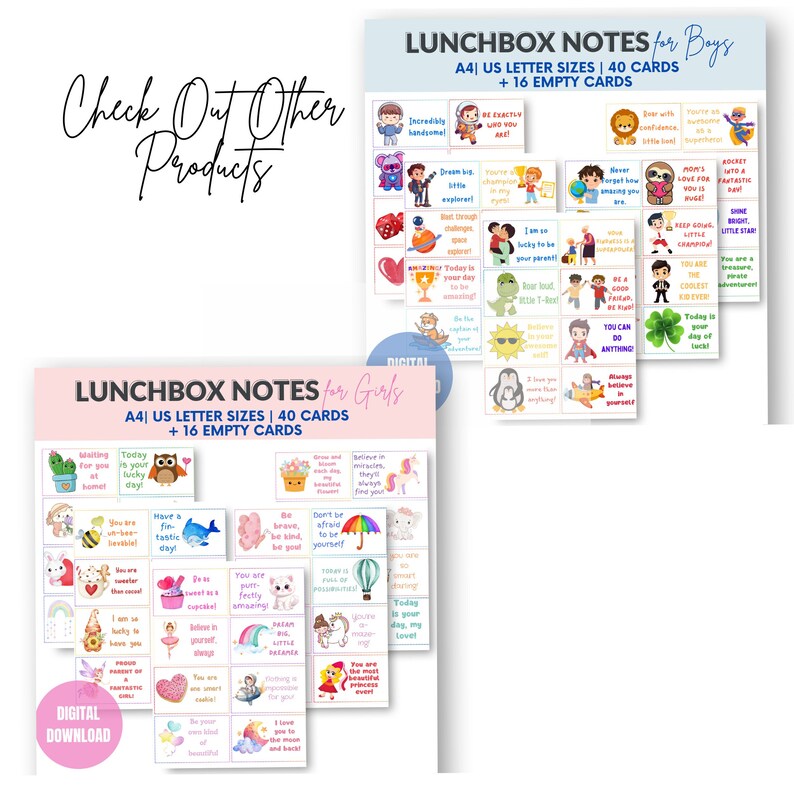 Joke Cards for Lunchboxes, Notes for Kids' Lunch Boxes,printable ...