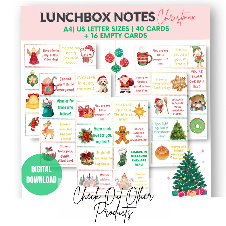 Positive Lunchbox Notes for Kids, Lunchbox Cards for Girls and Boys ...