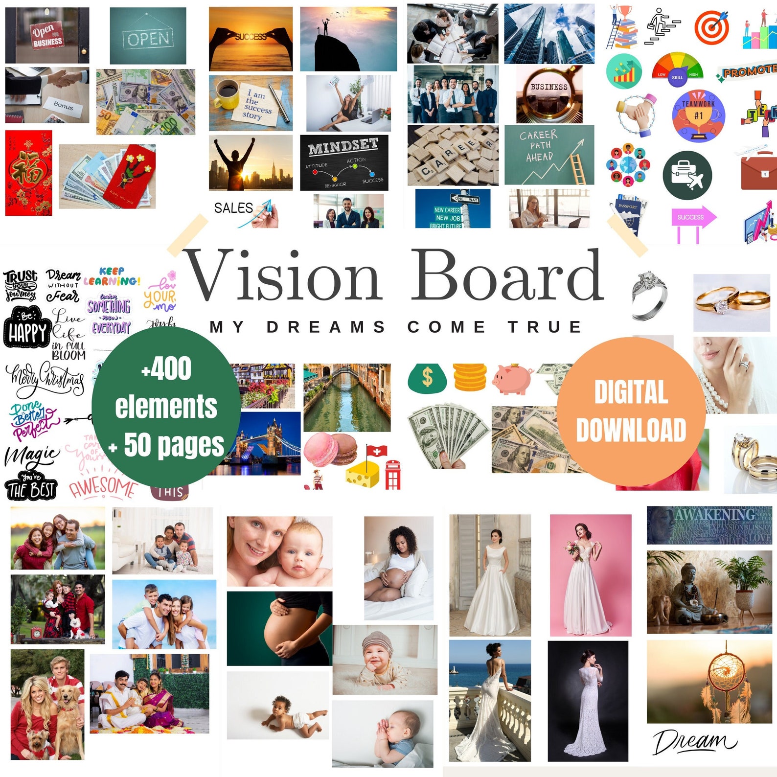Vision Board Kit 2024 Manifestation Images Secret 400+ Manifest Money ...