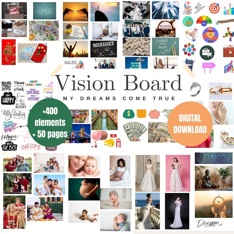 Vision Board Kit 2024 Manifestation Images Secret 400+ Manifest Money ...