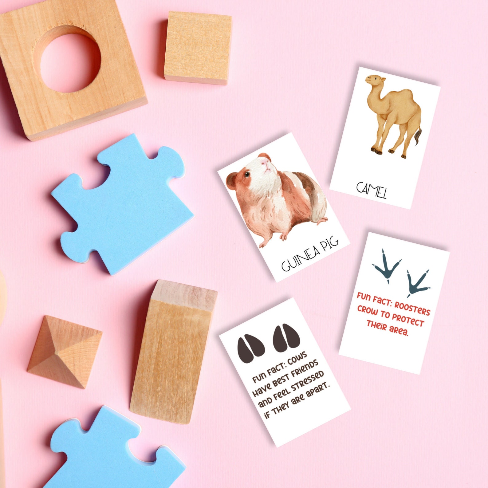 20 Farm Animals and Pets Flash Cards for Kids,pre-school Cards Learning ...