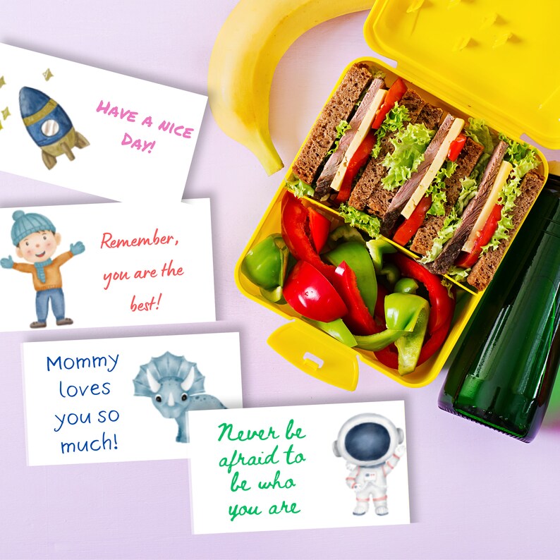 Positive Lunchbox Notes for Kids, Lunchbox Cards for Girls and Boys ...
