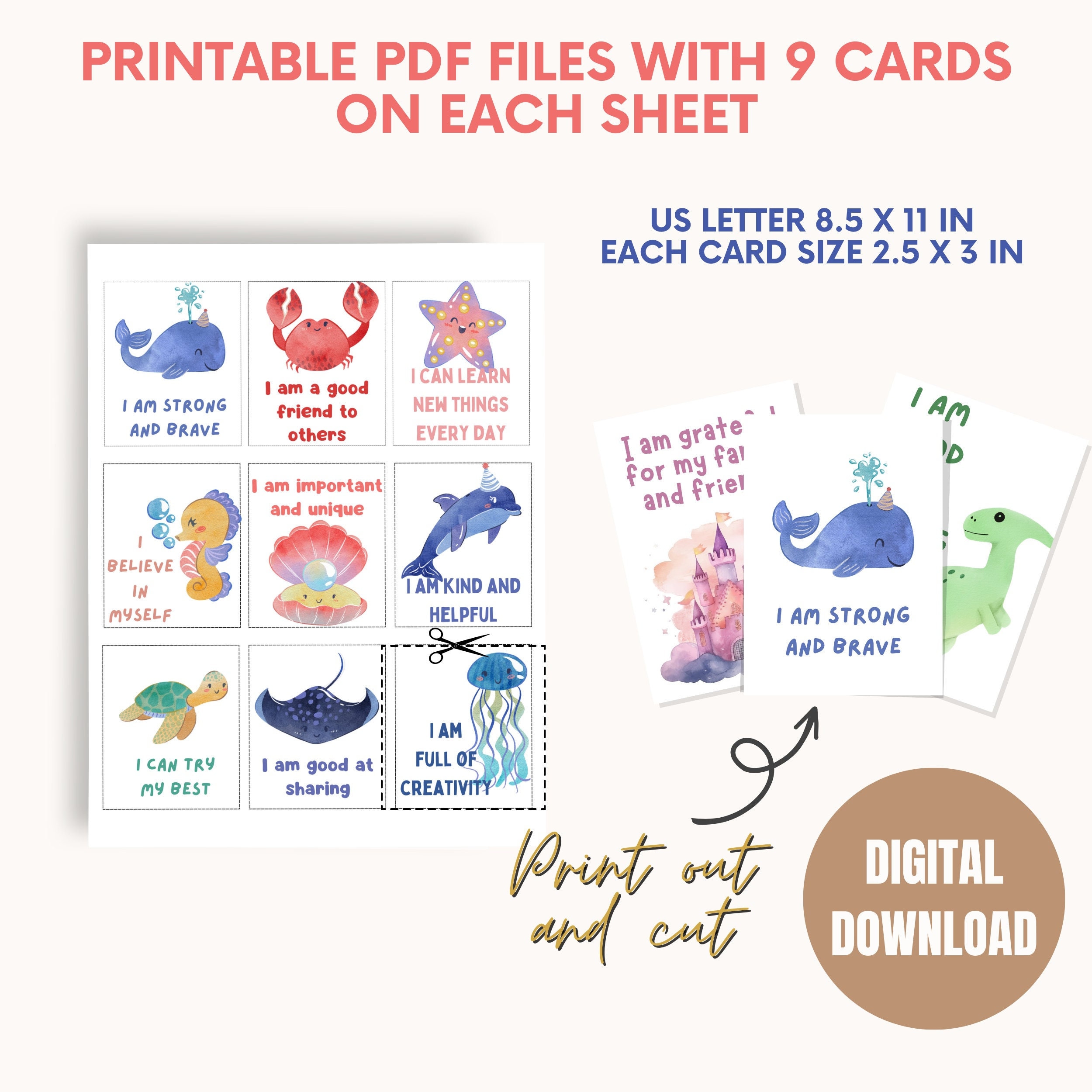 Kids Affirmation Card Set Gift Printable Affirmation Cards For Kids ...