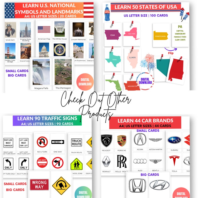 Car Logos Flashcards, Car Brands Cards, Montessori Flash Cards, Small ...