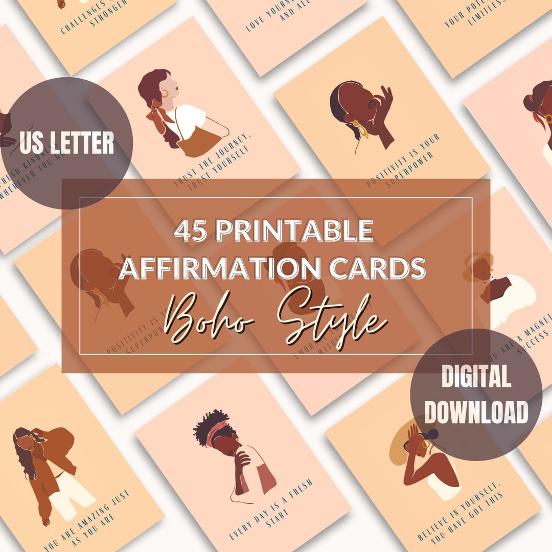 45 Positive Affirmation Cards Deck Vision Board Boho Style Women ...