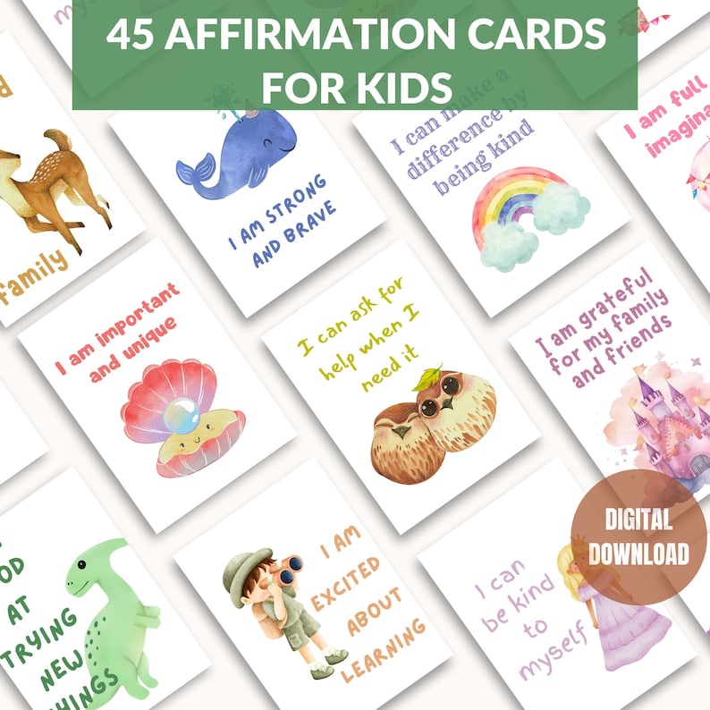 45 Positive Affirmation Cards for Kids, Lunchbox Notes for Kids ...