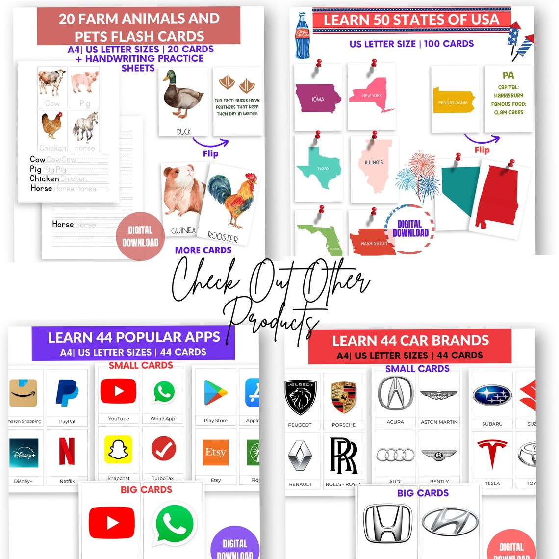 U.S National Symbols and Landmarks 3-part Cards Montessori Flashcards ...