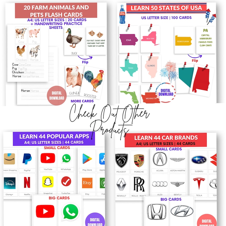 U.S National Symbols and Landmarks 3-part Cards Montessori Flashcards ...