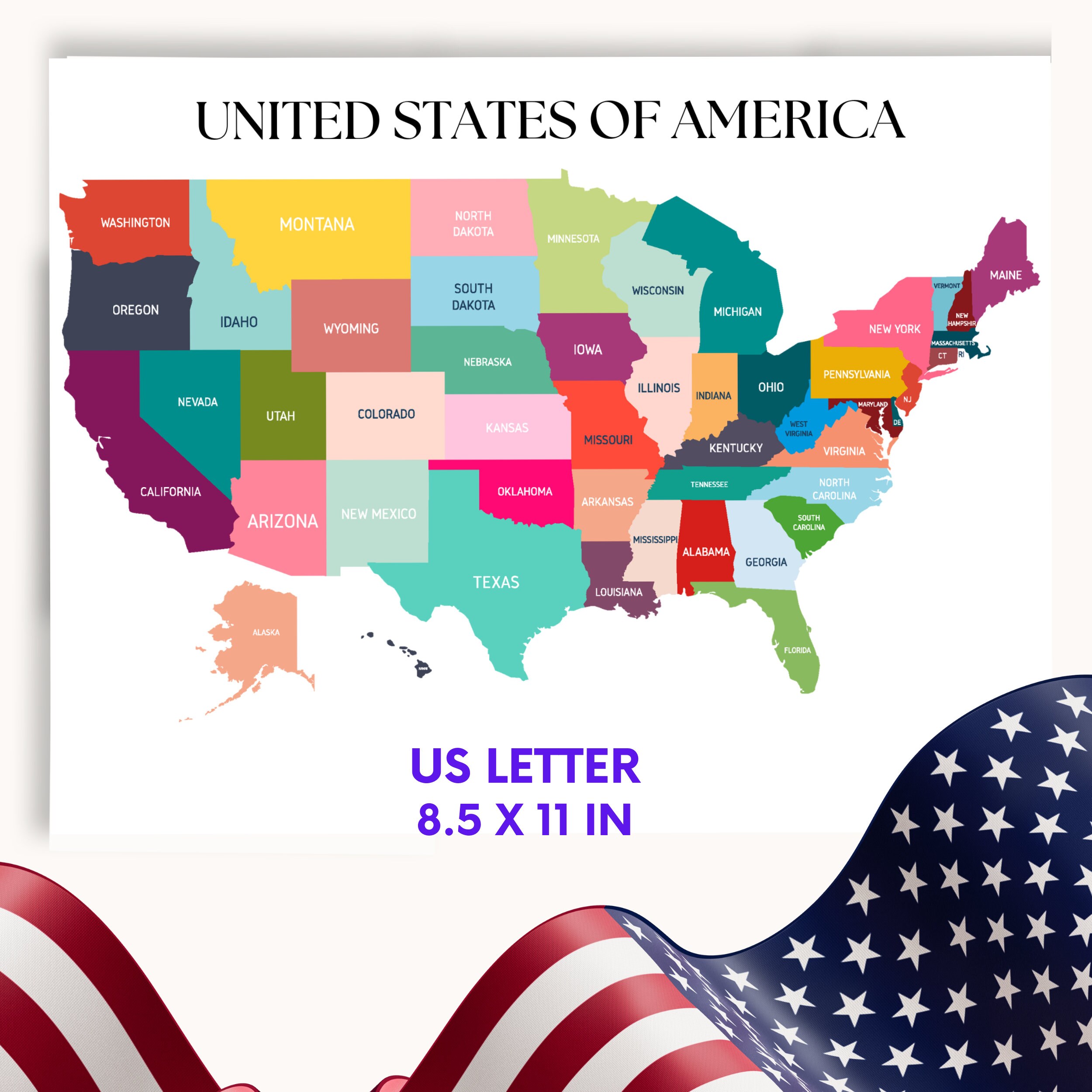 50 States Learning Flashcards for Kids, US Fifty States and Capitals ...