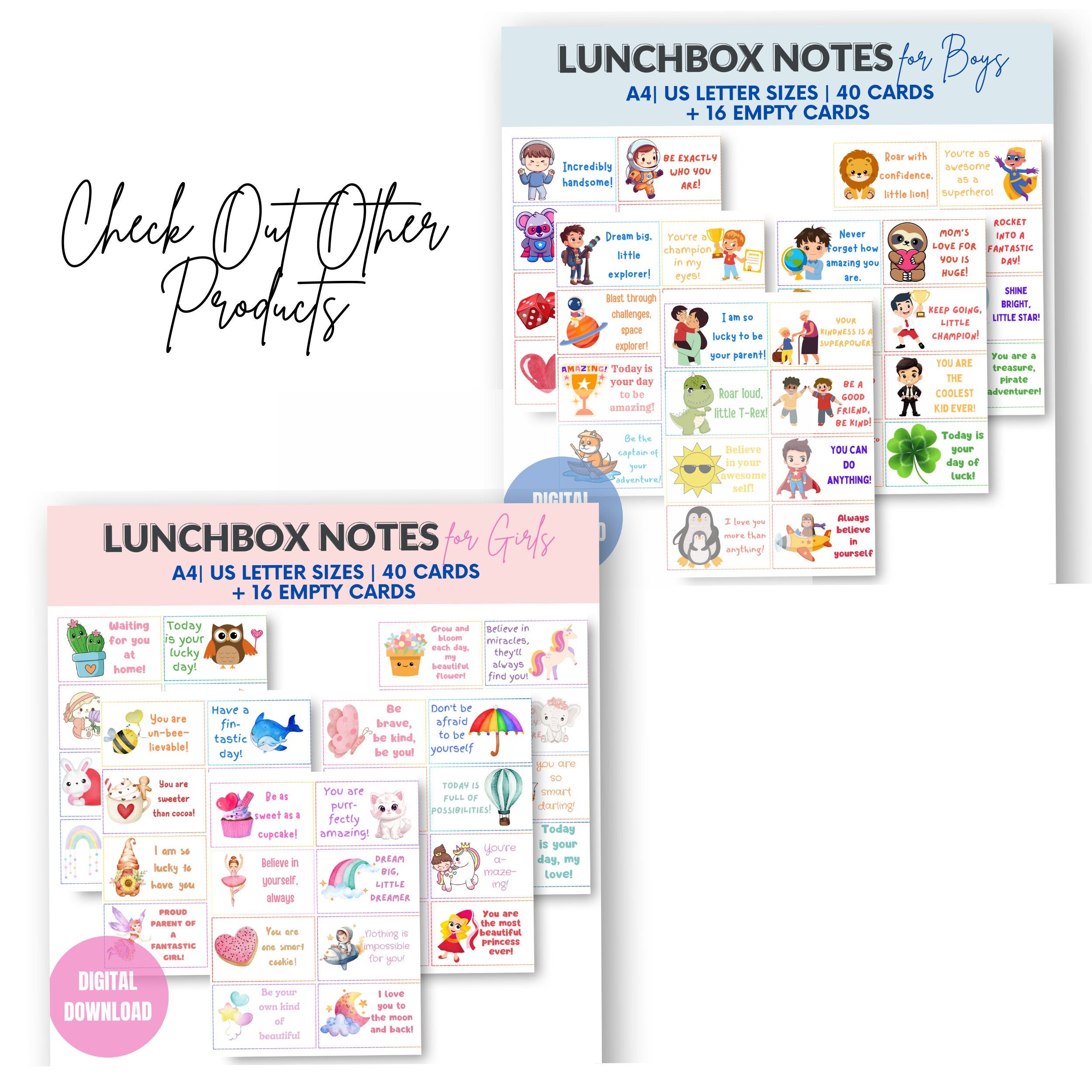 45 Positive Affirmation Cards for Kids, Lunchbox Notes for Kids ...