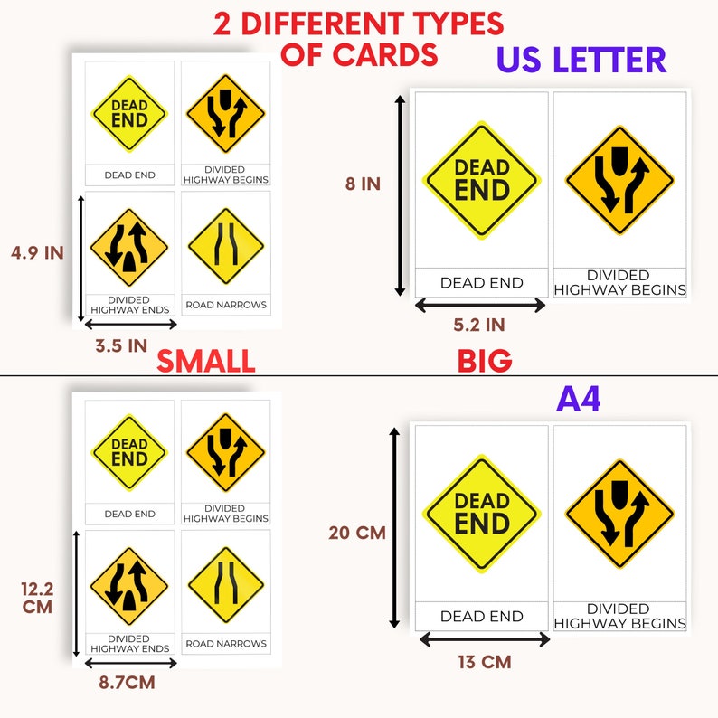 USA Traffic Signs Learning Flashcards Road Test Signs Printable DMV ...