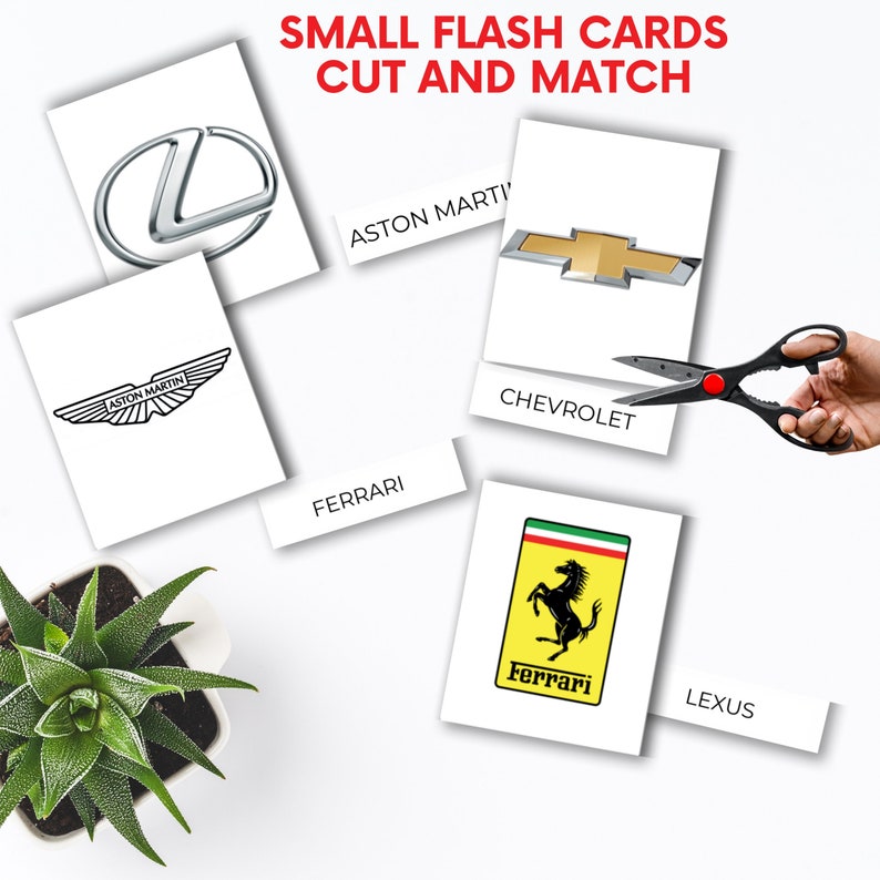 Car Logos Flashcards, Car Brands Cards, Montessori Flash Cards, Small ...