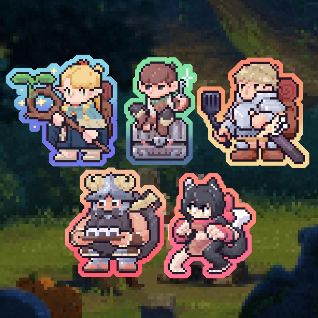 Pixelart Dungeon Meshi Stickers - Delicious in Dungeon Stickers - Etsy