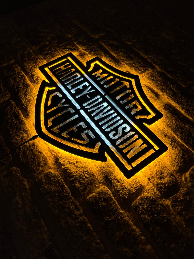 Harley Davidson Led Sign, Harley Davidson Led Light, Wood Wall Decor ...
