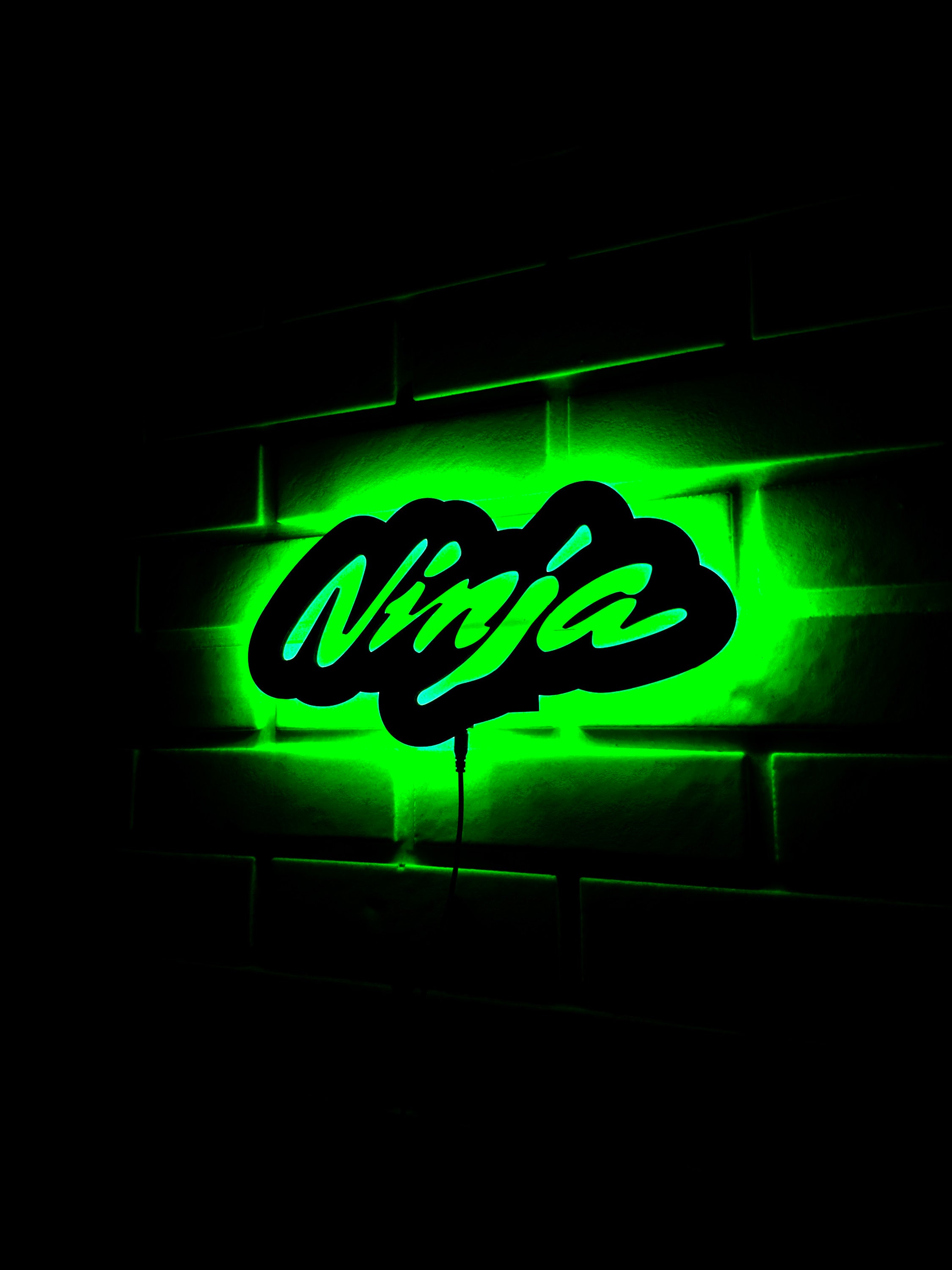 Kawasaki Ninja Led Sign, Ninja Led Light, Wood Wall Decor, Handmade Led ...