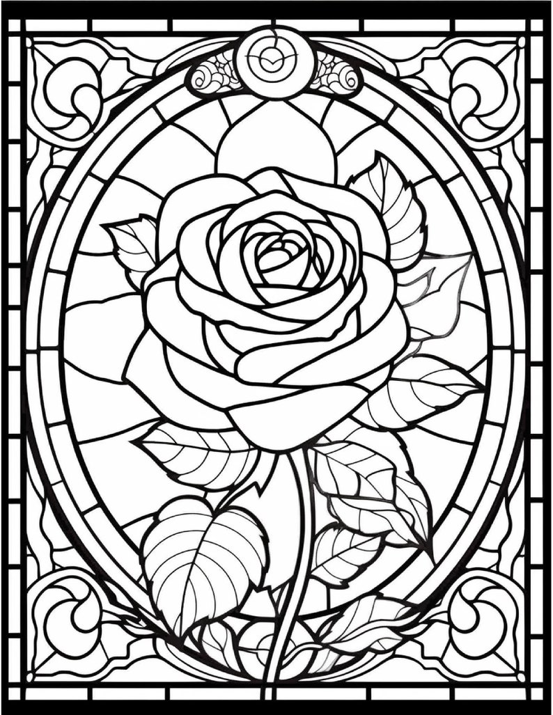 Stained Glass Flower Coloring Book| Includes 90 Coloring Pages and a ...
