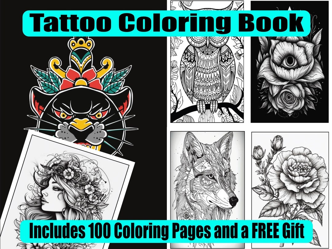 Tattoo Coloring Pages| 100 Tattoo Designs and a FREE Gift for Teens and ...