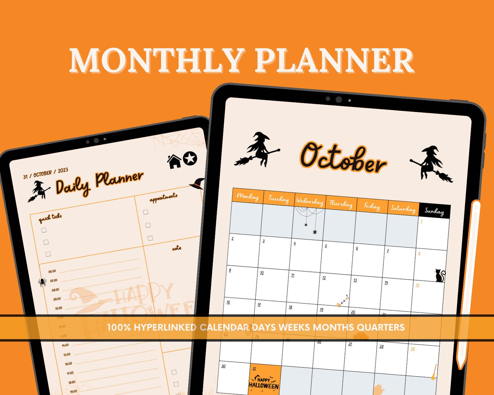 Halloween Planner Printable, Halloween Digital Planner, Goodnotes ...