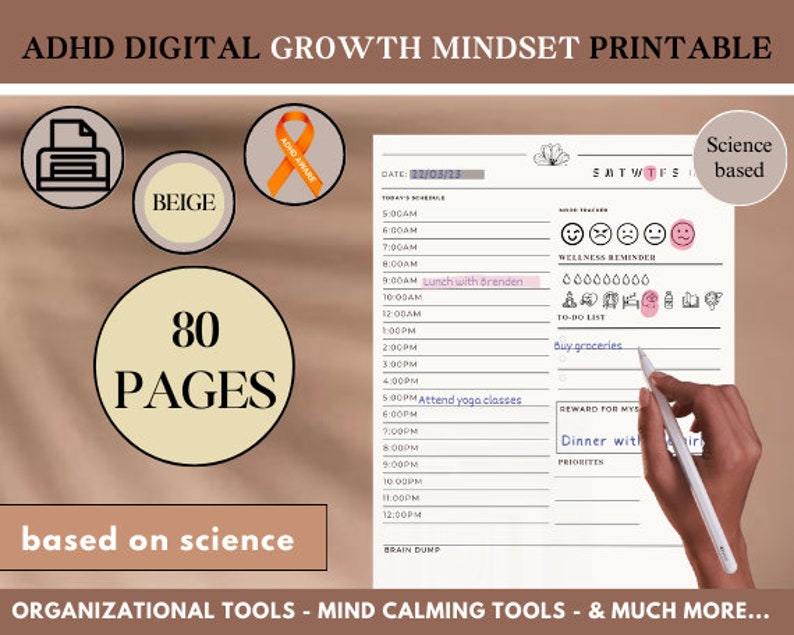 ADHD Printable With ADHD Habit Tracker, Adhd Printable for Adults, ADHD ...