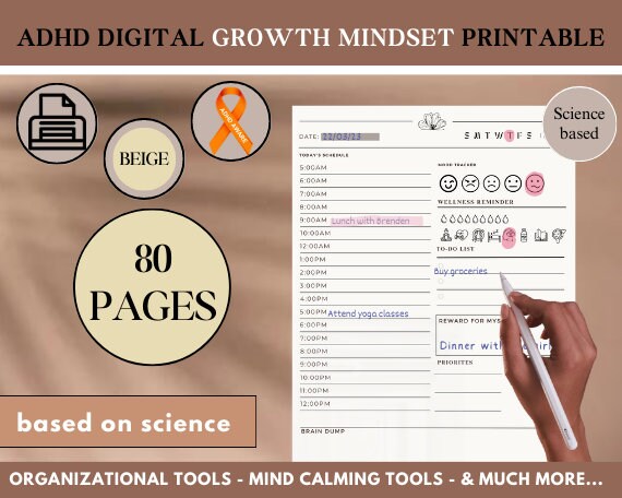 ADHD Printable With ADHD Habit Tracker, Adhd Printable for Adults, ADHD ...