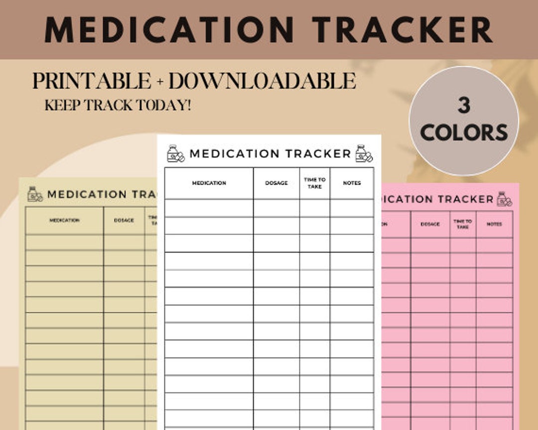 Medication Tracker Minimalist, Editable, Fillable PDF, Medicine Tracker ...