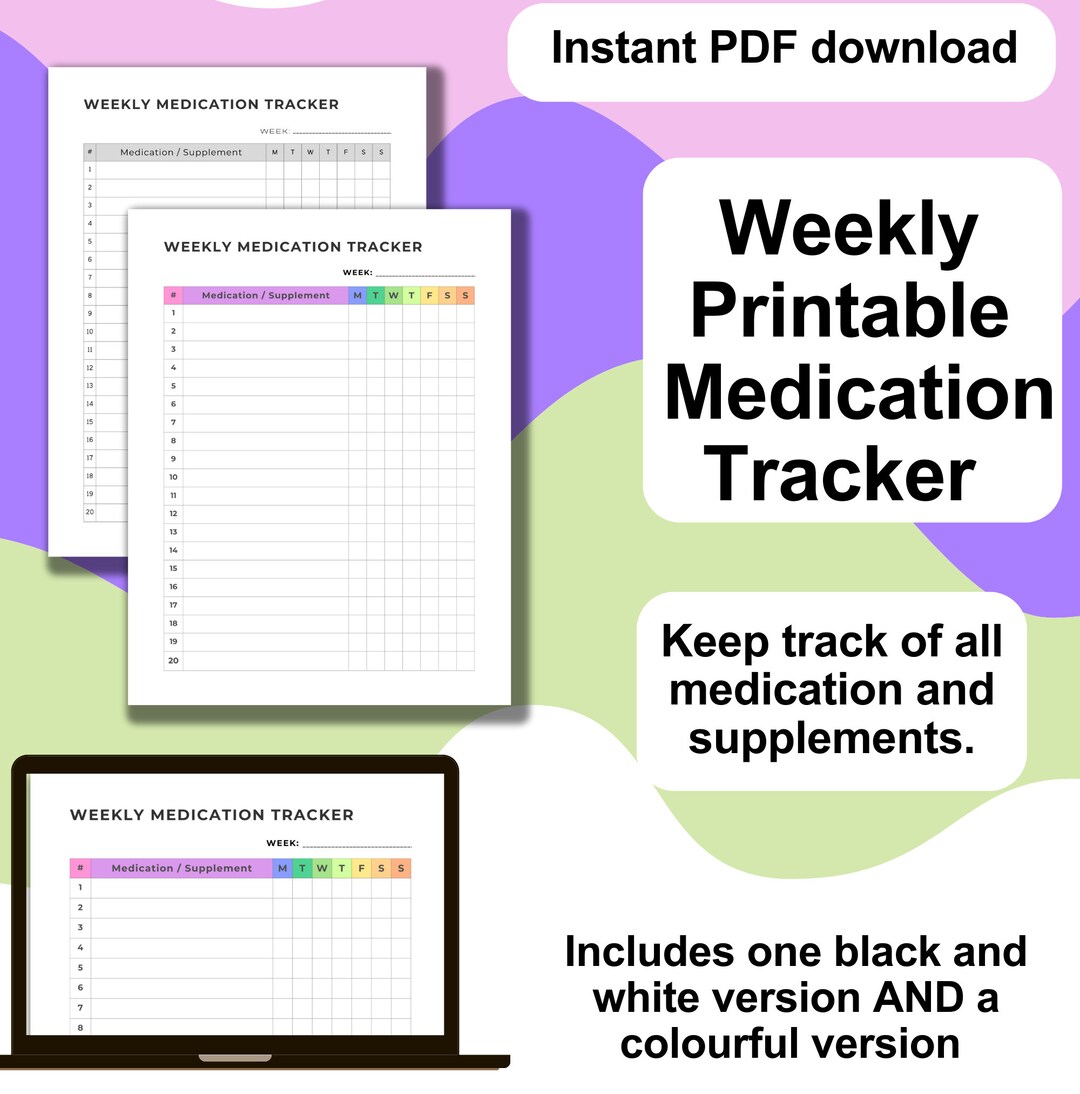 Printable Medication Supplement Tracker, Detailed Medication Checklist ...