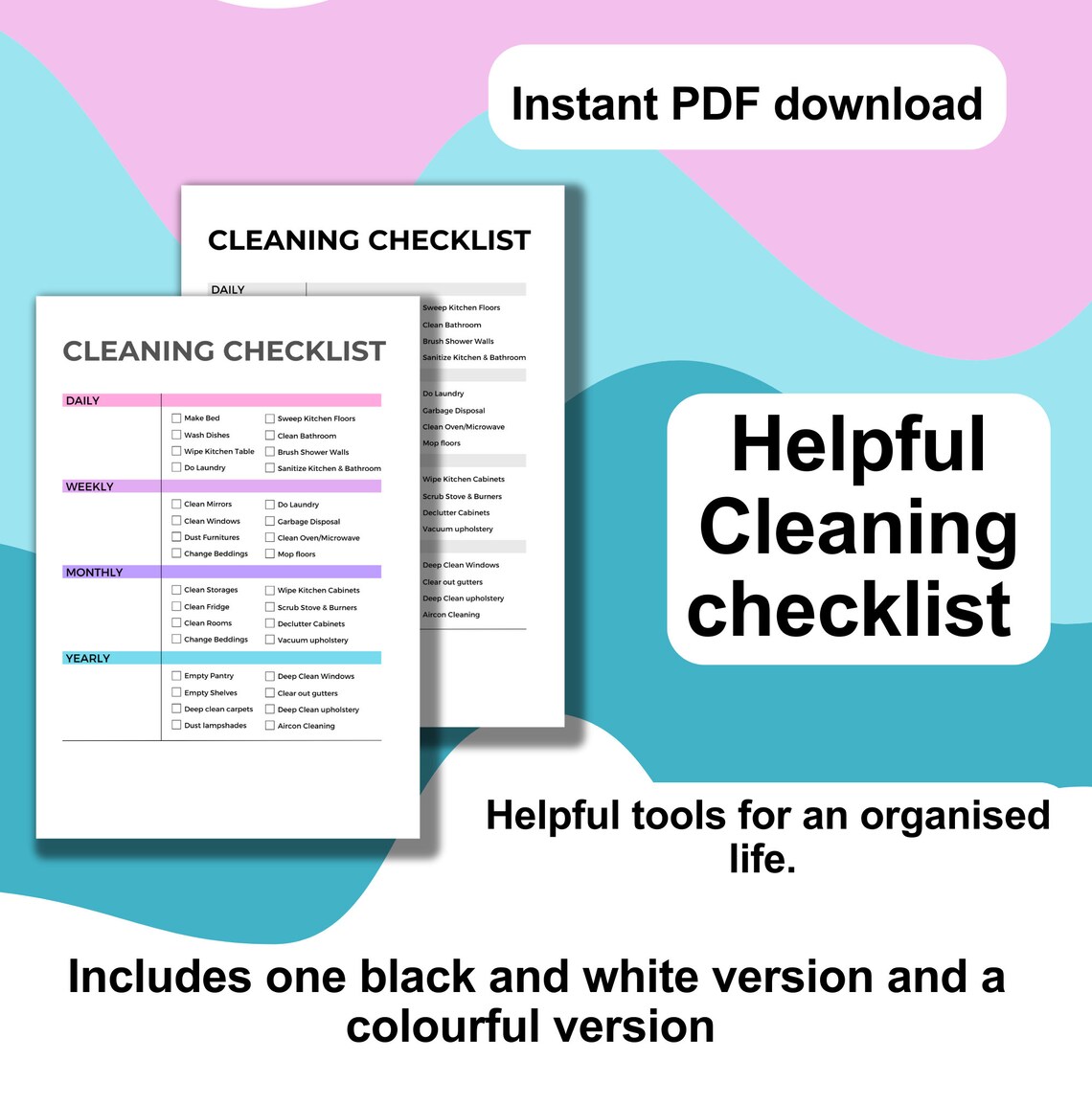 Printable Cleaning Checklist, Detailed Cleaning Checklist, Weekly ...