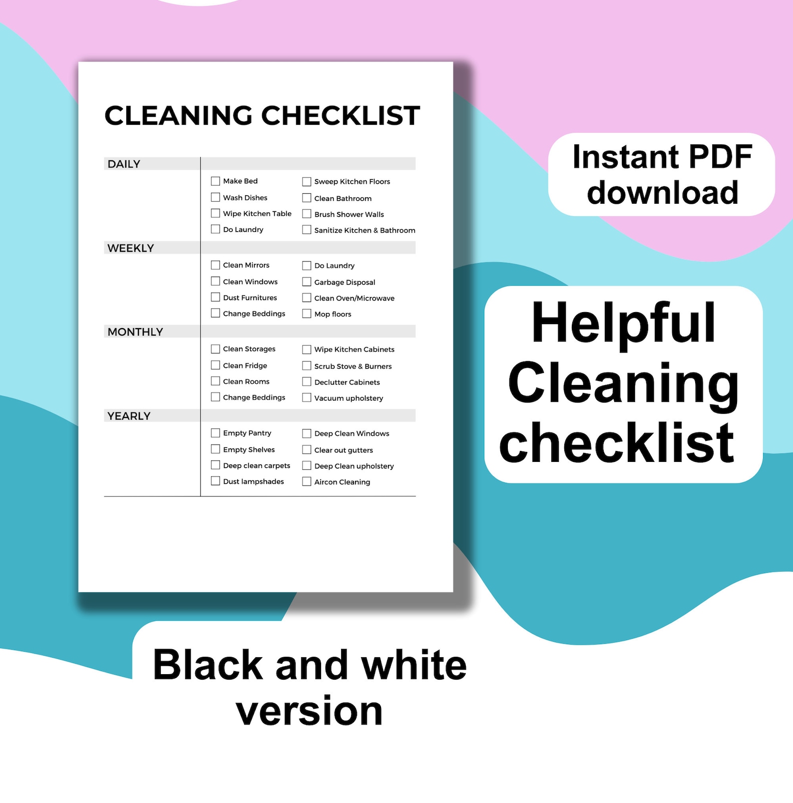 Printable Cleaning Checklist Detailed Cleaning Checklist - Etsy