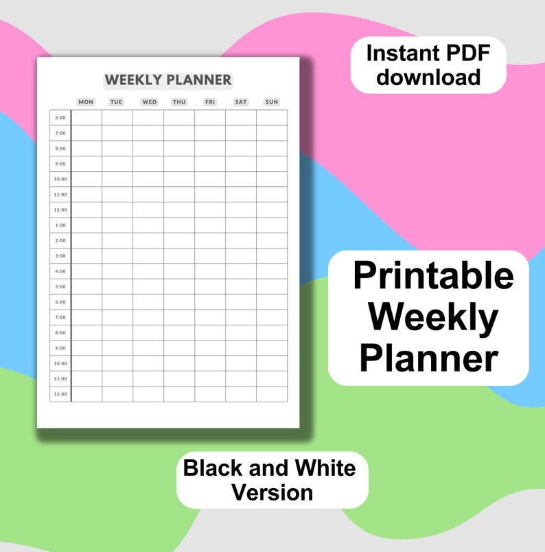 Weekly Planner Printable Template, Weekly Schedule, Weekly Tracker ...