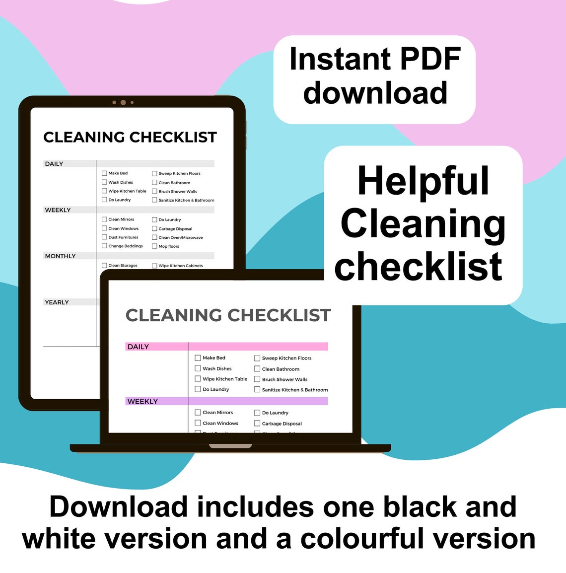 Printable Cleaning Checklist, Detailed Cleaning Checklist, Weekly ...