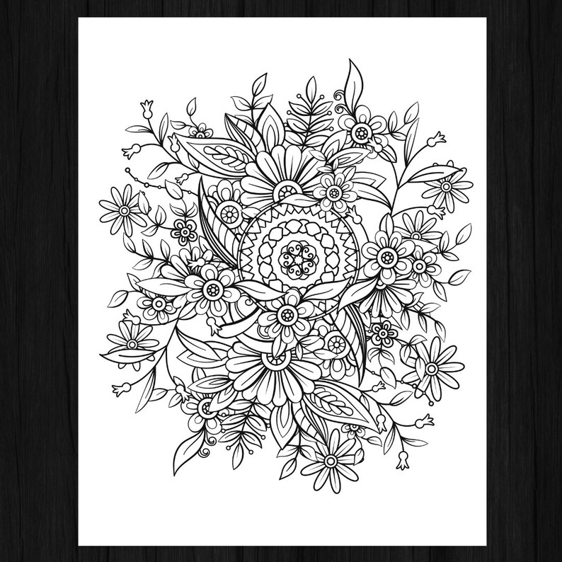 Flower Mandala Coloring Book Adult Coloring Book Printable Flower ...