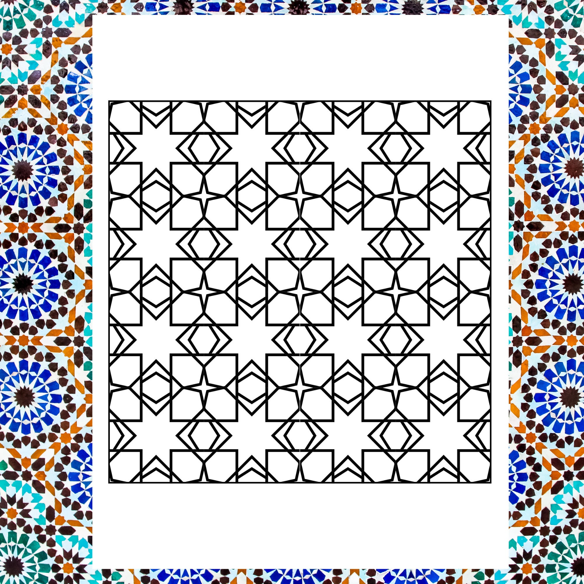 Mosaic Tile Coloring Book Moroccan Mosaic Tile Coloring Pages Adults ...