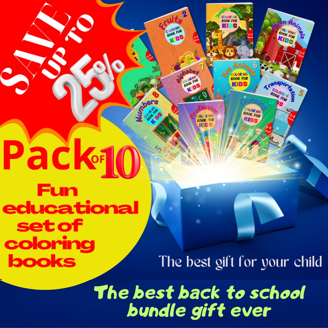 Back to School Educational Coloring Books for Kids, Back to School ...
